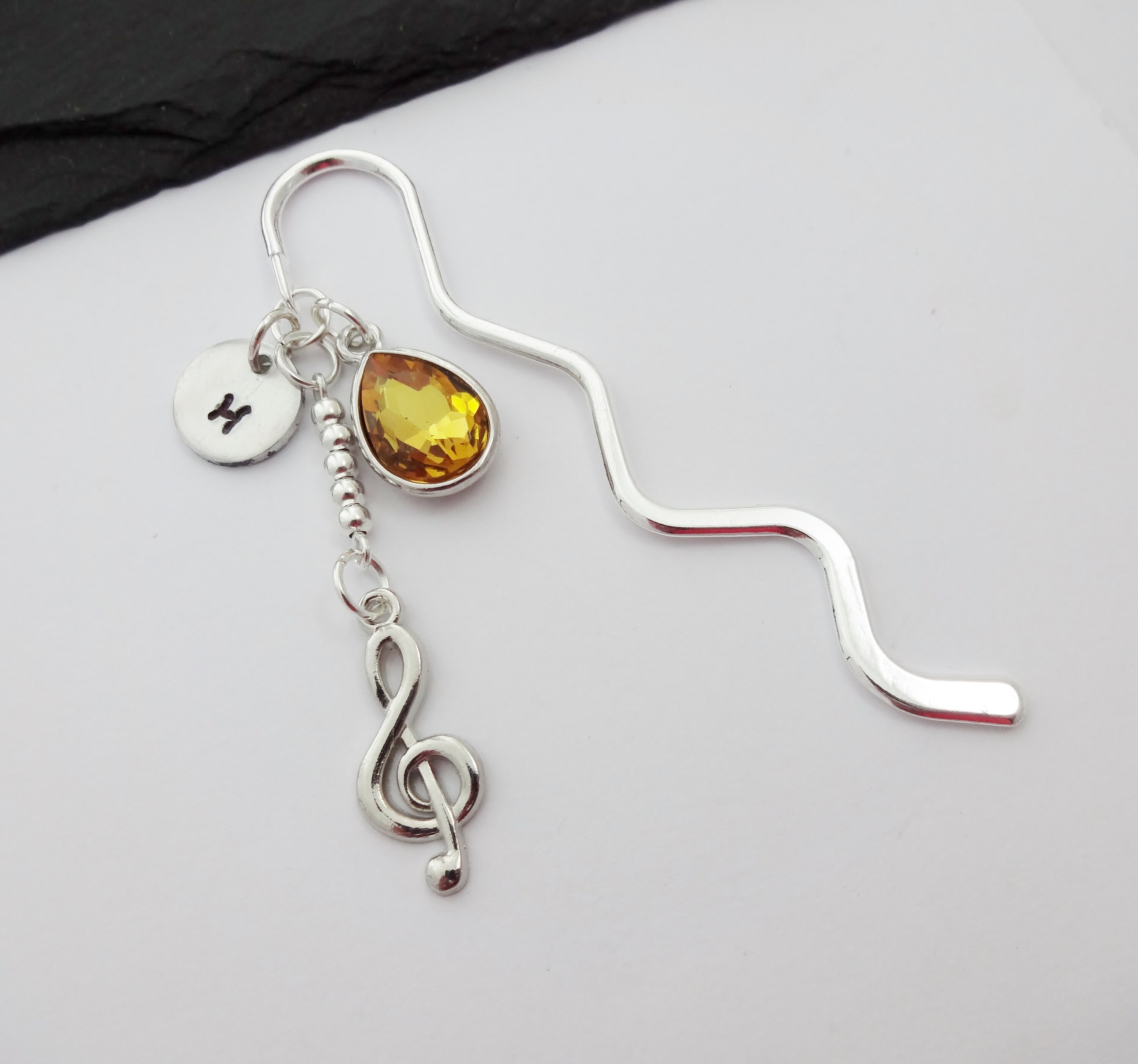 Initial Treble Clef Bookmark Music Bookmark Charm Hand - Etsy UK