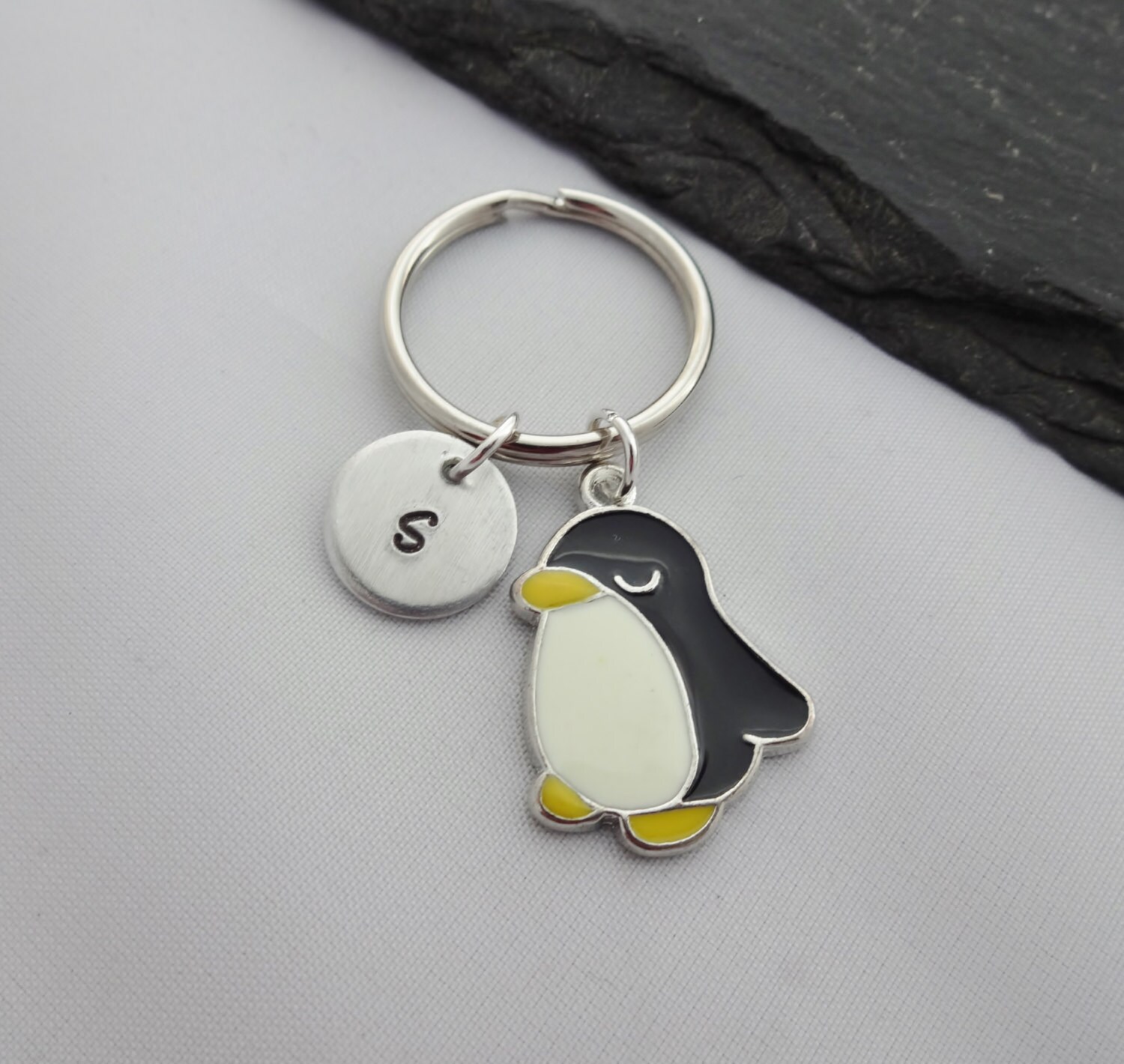Penguin Keychain Penguin Keyring Initial Keyring Hand - Etsy UK
