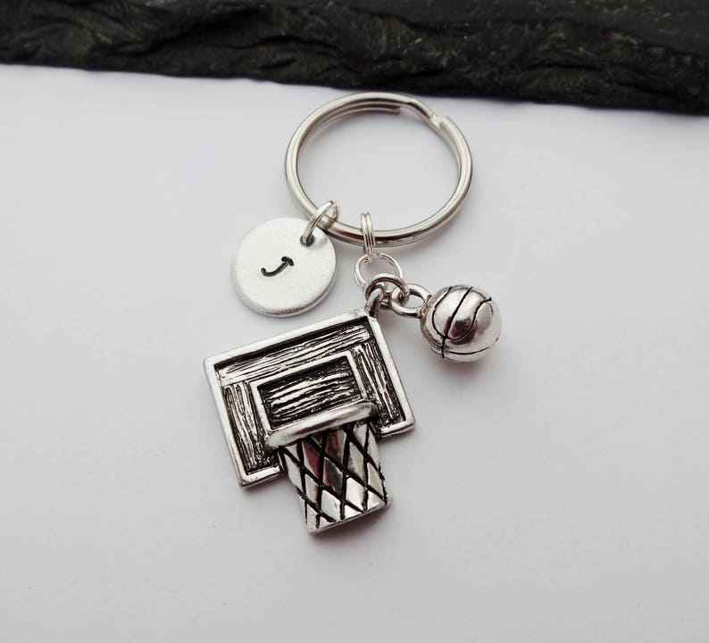 Basketball Keychain Initial Keyring Basketball Keyring - Etsy