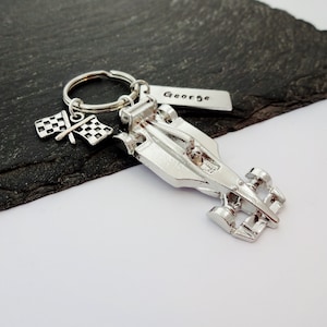 Personalised Racing Car Keyring, Racing Gifts, Car Charm Keychain, Name ...