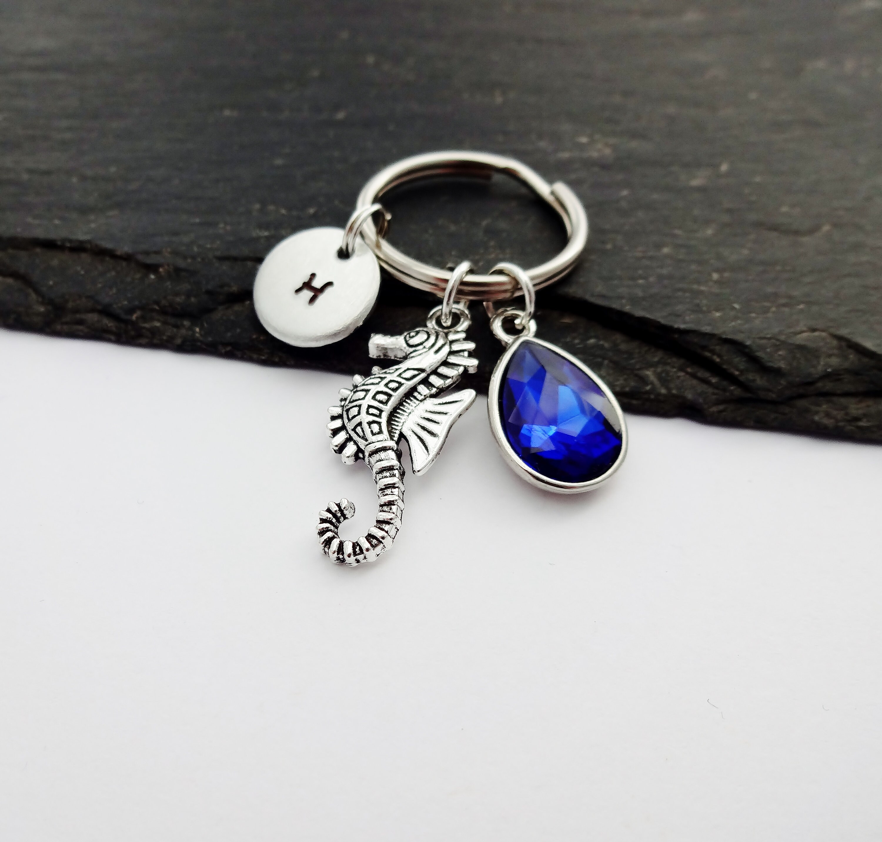 Seahorse Keyring Seahorse Gifts Personalised Charm Keyring | Etsy