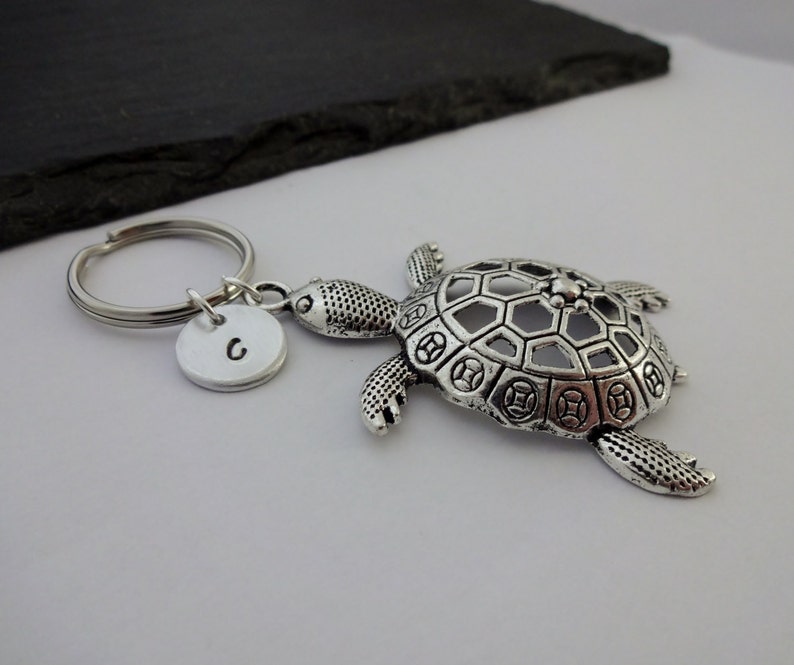 Turtle Keyring Turtle Keychain Initial Keyring Turtle Gift - Etsy UK