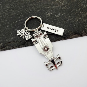Personalised Racing Car Keyring, Racing Gifts, Car Charm Keychain, Name ...