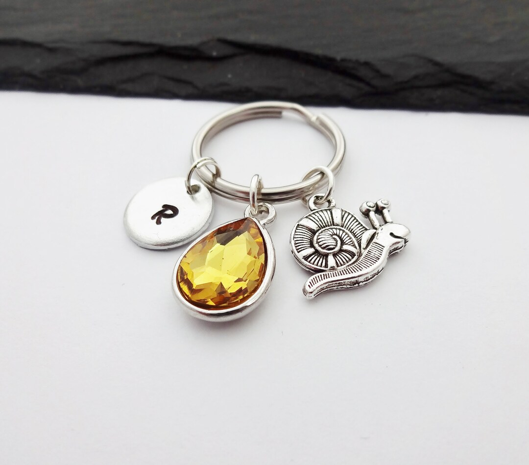 Snail Keychain Initial Snail Keyring Snail Gift - Etsy
