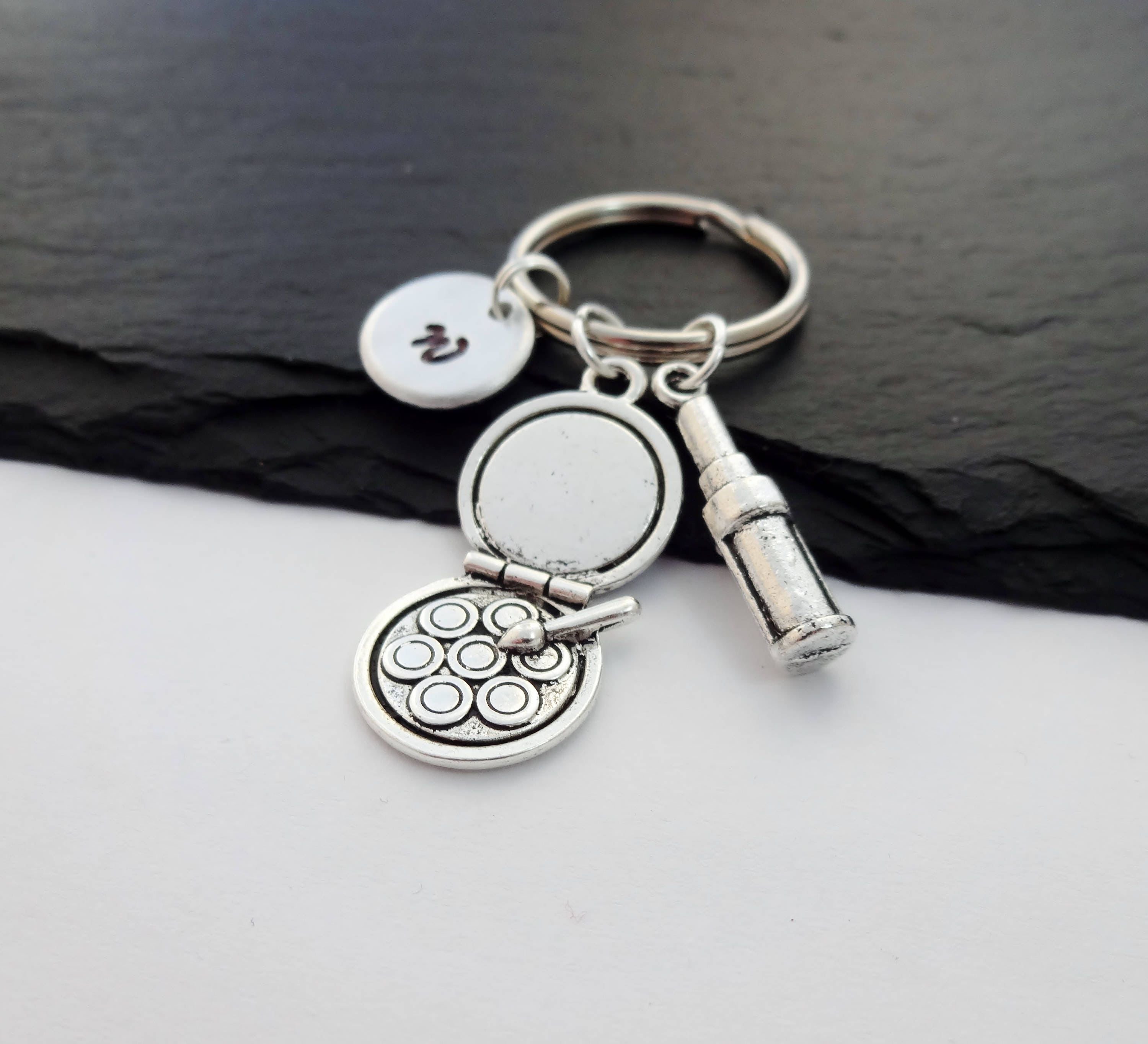 Makeup Keyring Initial Keyring Beautician Gift Hand | Etsy