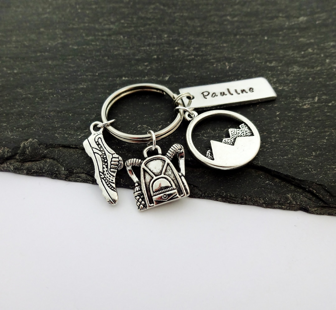 Personalised Walking Keyring, Hiking Gift, Walker Gift, Charm Keychain ...