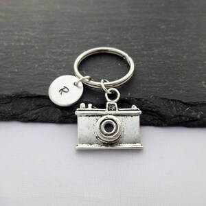 Camera Keyring, Initial Keyring, Photographer Keyring, Hand Stamped ...