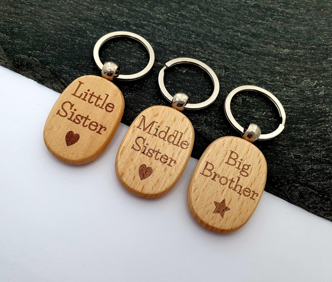 Personalised Sister Keyring, Brother Keychain, Siblings Gifts, Big ...