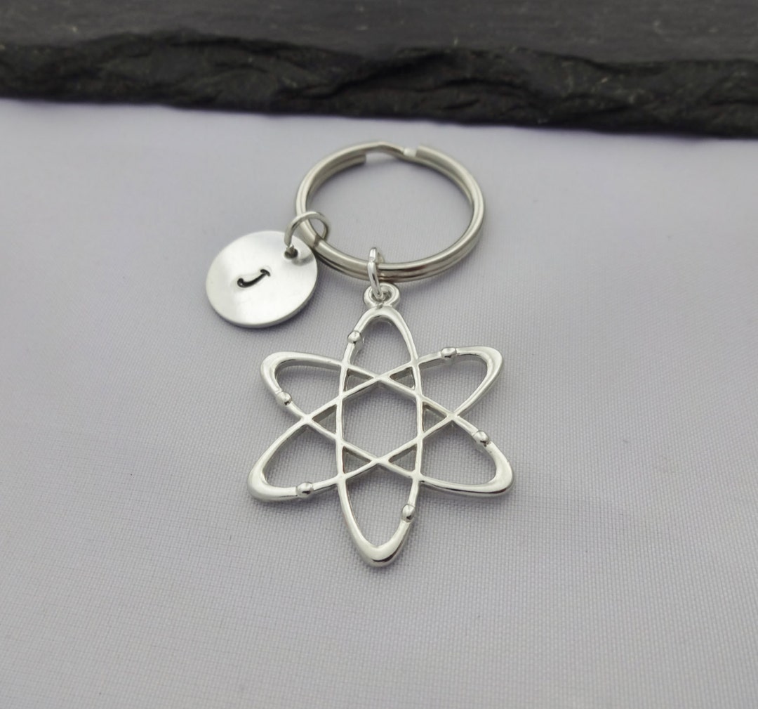Initial Atom Keyring, Atom Keyring, Science Keyring, Hand Stamped ...
