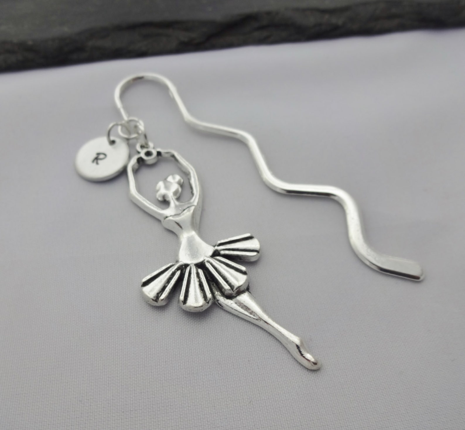 Initial Ballet Bookmark, Ballet Bookmark, Ballerina Gift, Hand Stamped ...