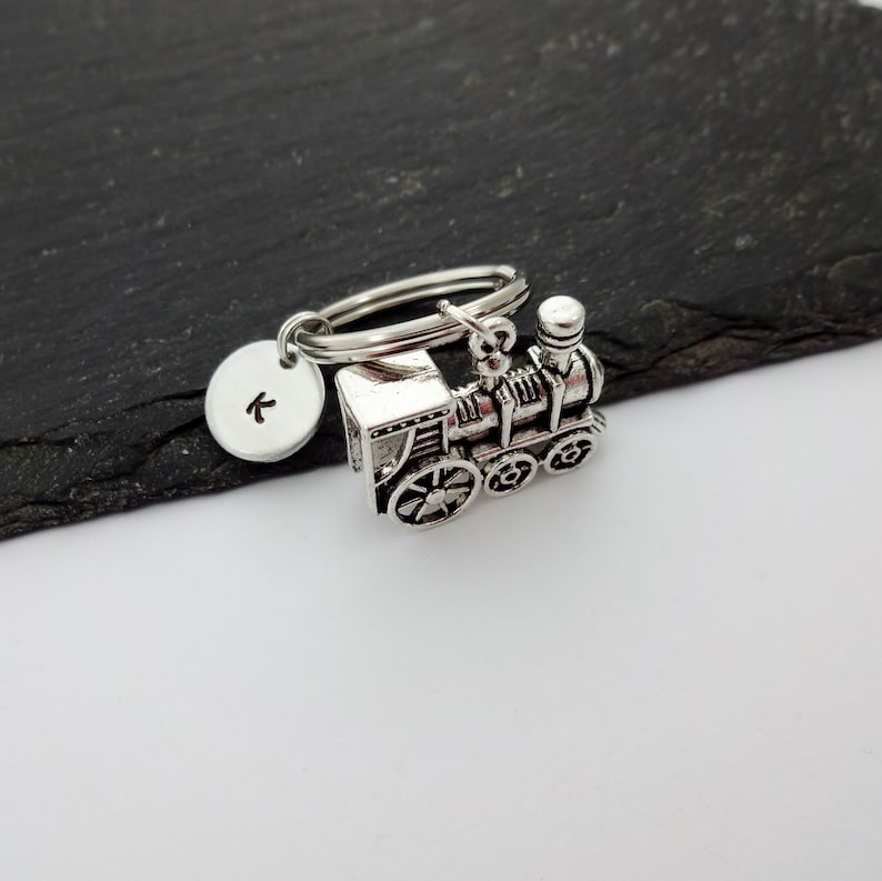Initial Train Keyring, Train Keychain, Train Gifts, Charm Keyring ...