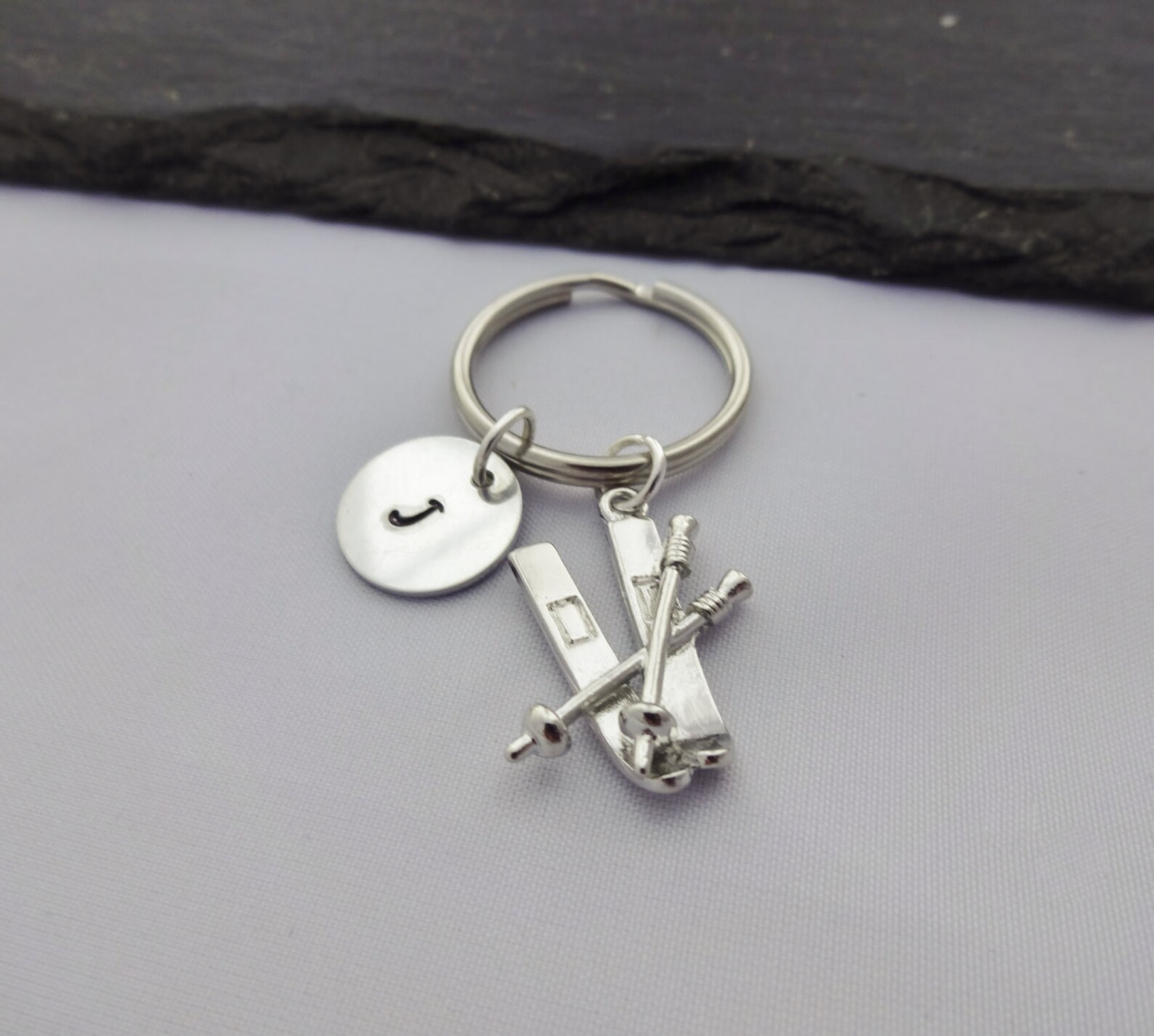 Ski Keyring Initial Skiing Keyring Skiing Keyring Hand - Etsy UK