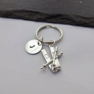 Ski Keyring, Initial Skiing Keyring, Skiing Keyring, Hand Stamped ...