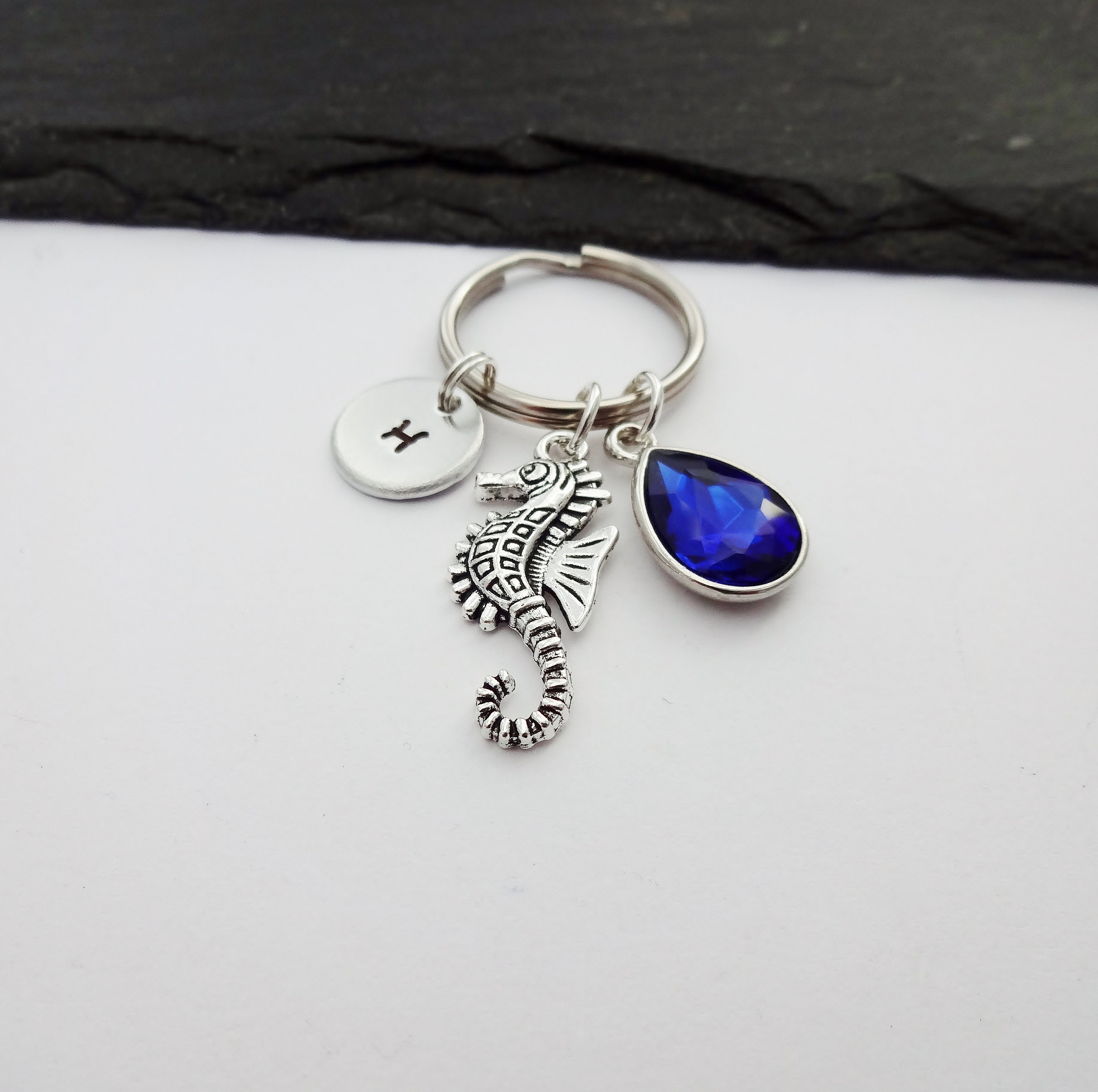 Seahorse Keyring Seahorse Gifts Personalised Charm Keyring | Etsy
