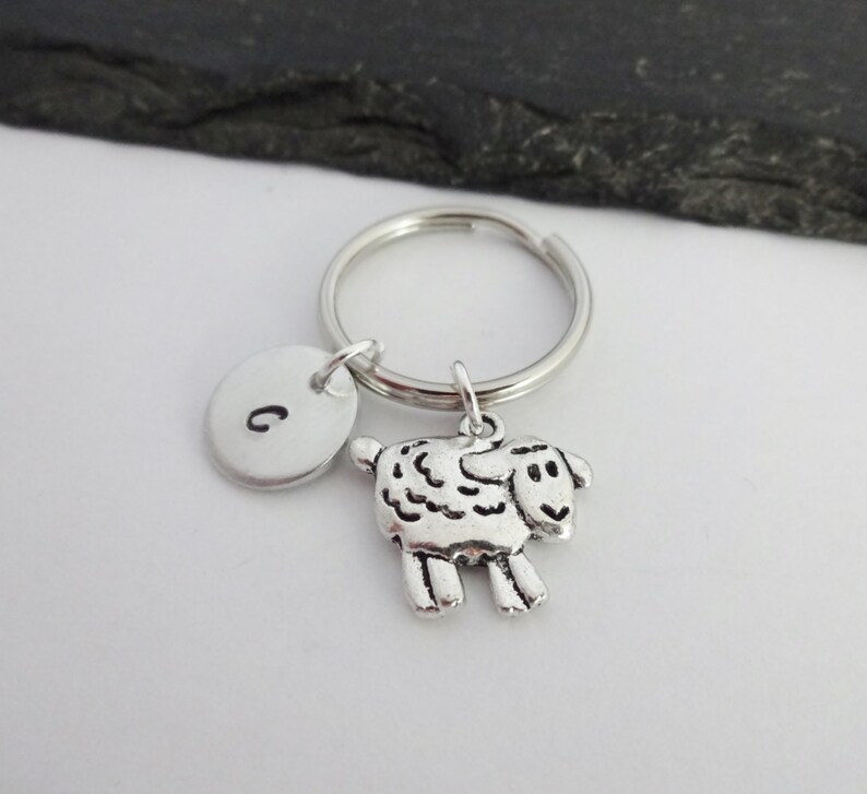 Sheep Keyring Initial Sheep Keyring Hand Stamped Keyring - Etsy UK