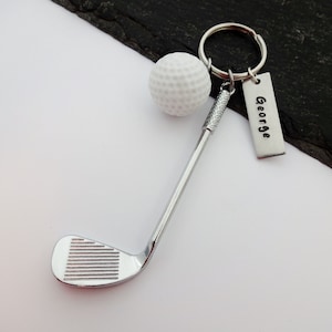 Personalised Golf Keyring, Golfing Gift, Name Keyring, Golf Club Charm ...