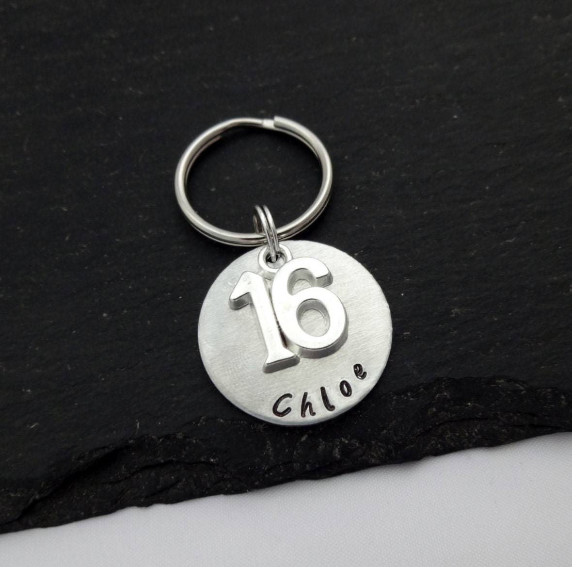 16th Keyring Hand Stamped Keyring Name Keyring Personalised | Etsy UK