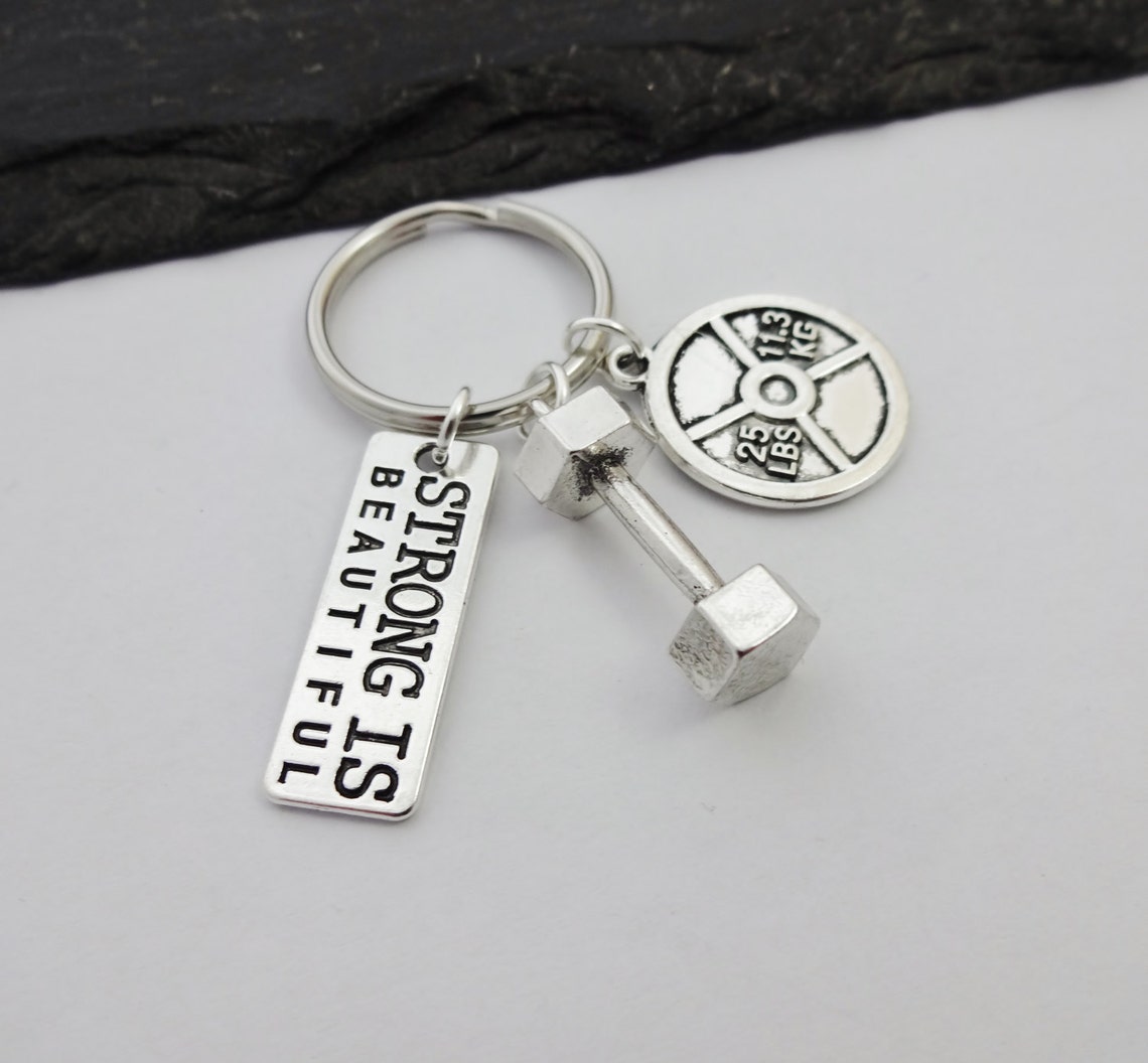 Fitness Keyring Gym Keychain Weightlifting Keyring Initial - Etsy UK