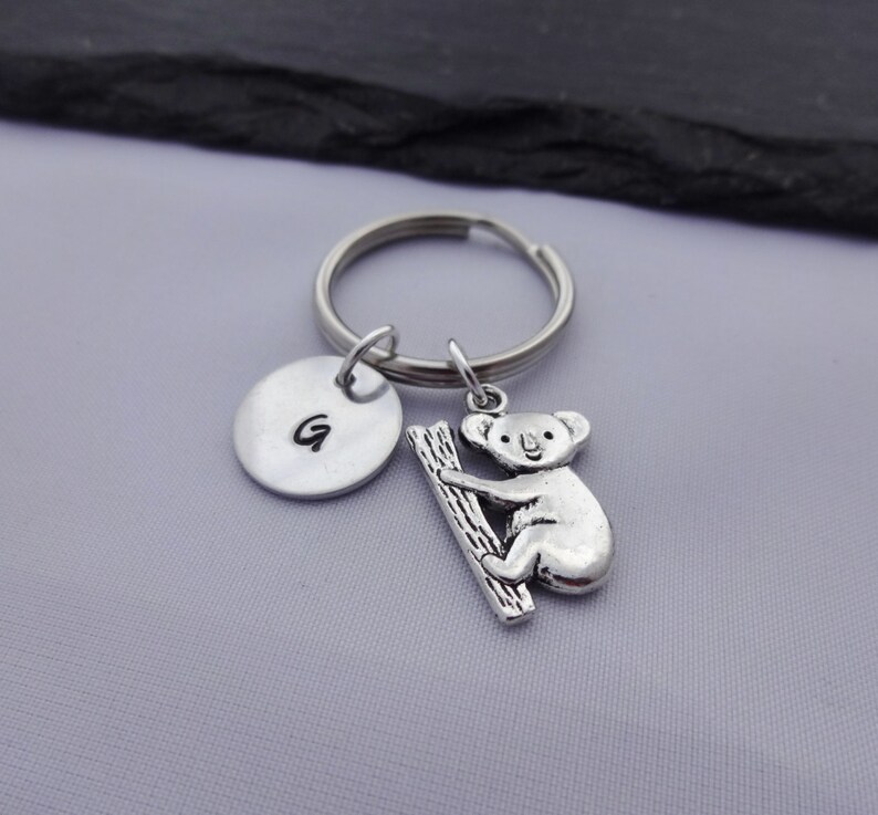 Initial Koala Keyring Koala Bear Keyring Hand Stamped - Etsy UK