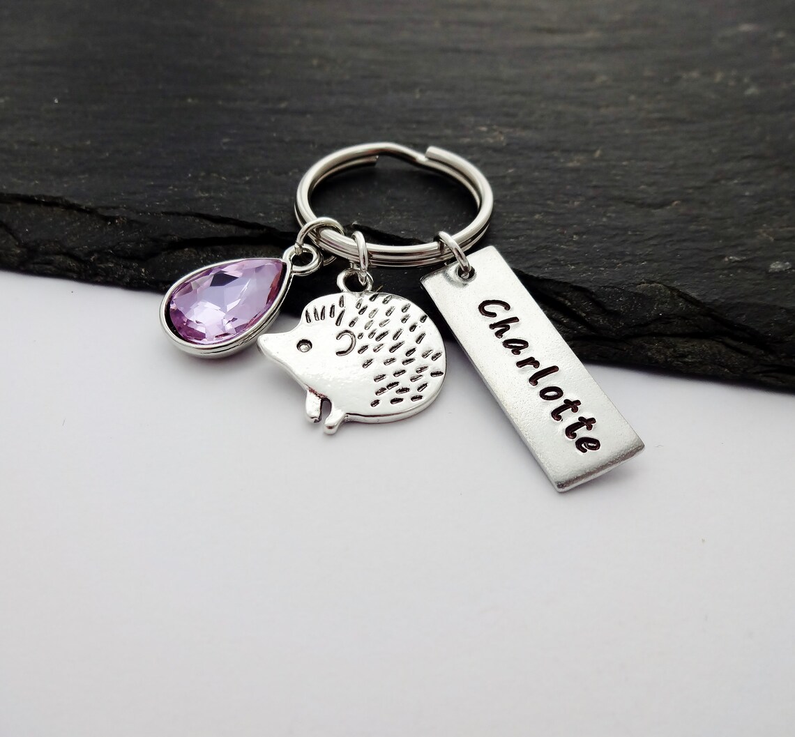 Hedgehog Keychain Personalised Gift Hedgehog Keychain Name | Etsy