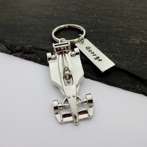 Personalised Racing Car Keyring, Racing Gifts, Car Charm Keychain, Name ...