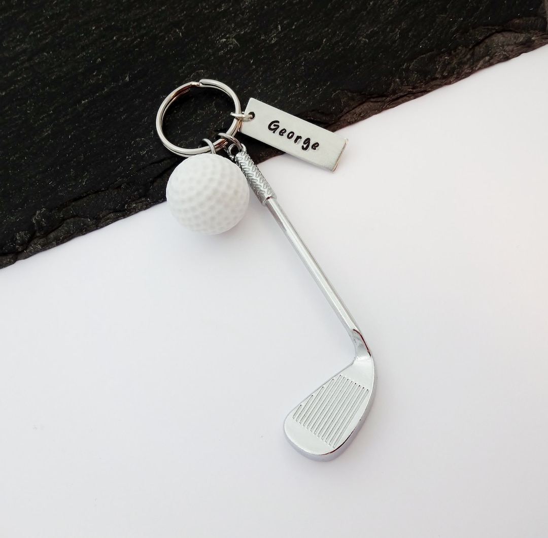 Personalised Golf Keyring, Golfing Gift, Name Keyring, Golf Club Charm ...