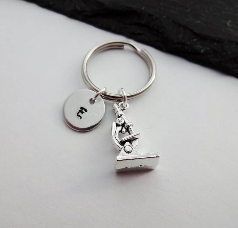 Microscope Keyring, Initial Keyring, Science Gift, Microscope Keychain ...