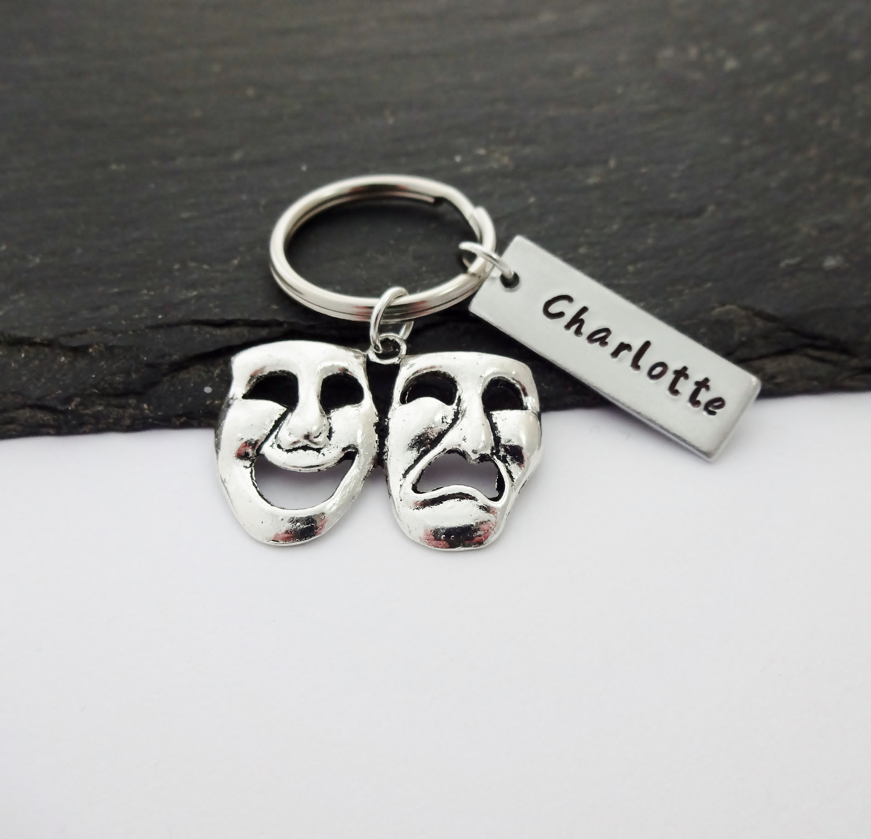 Comedy Tragedy Masks Keychain Theatre Keyring Name Keyring - Etsy Ireland