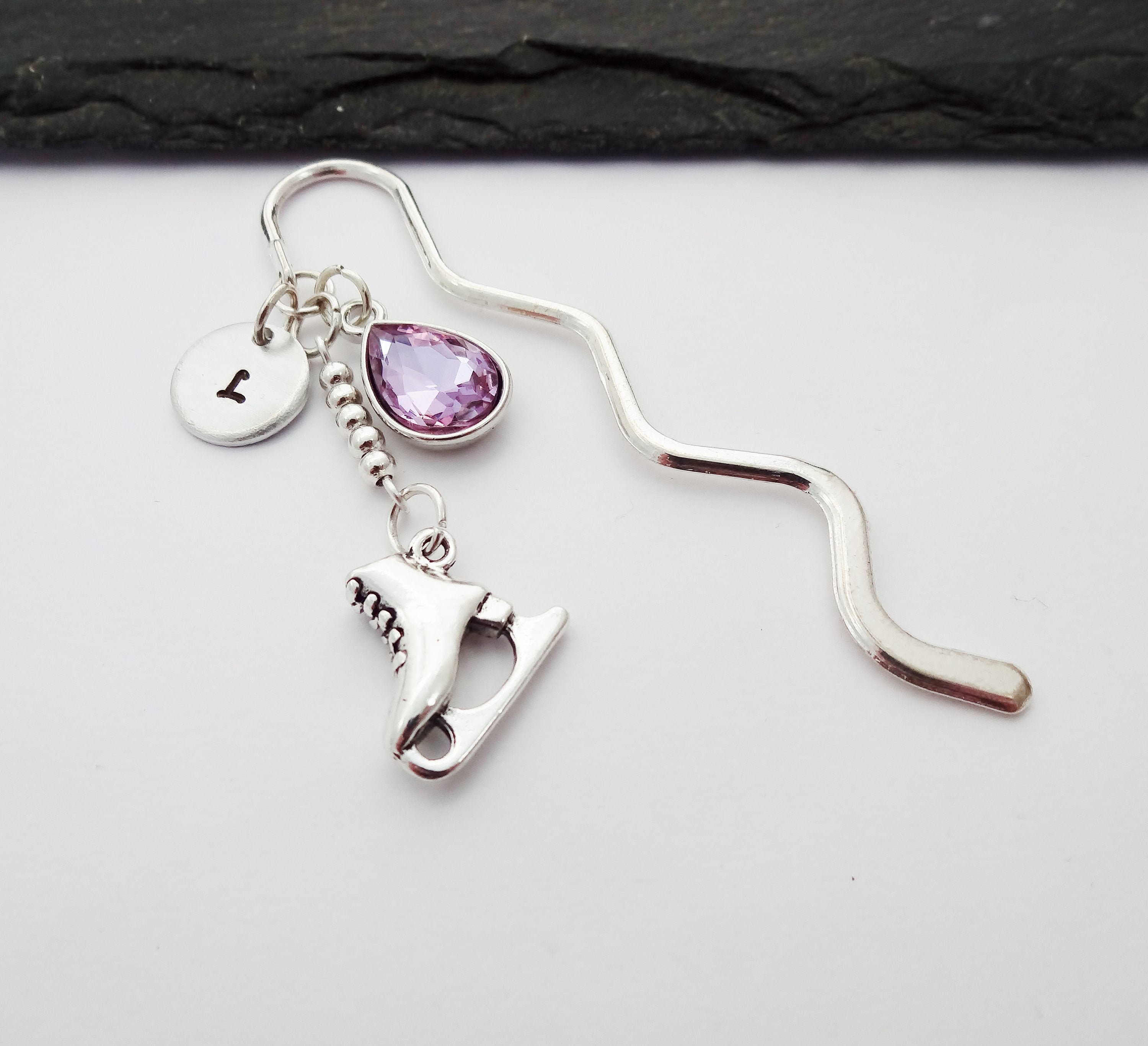 Ice Skate Bookmark Initial Bookmark Figure Skater Gift | Etsy