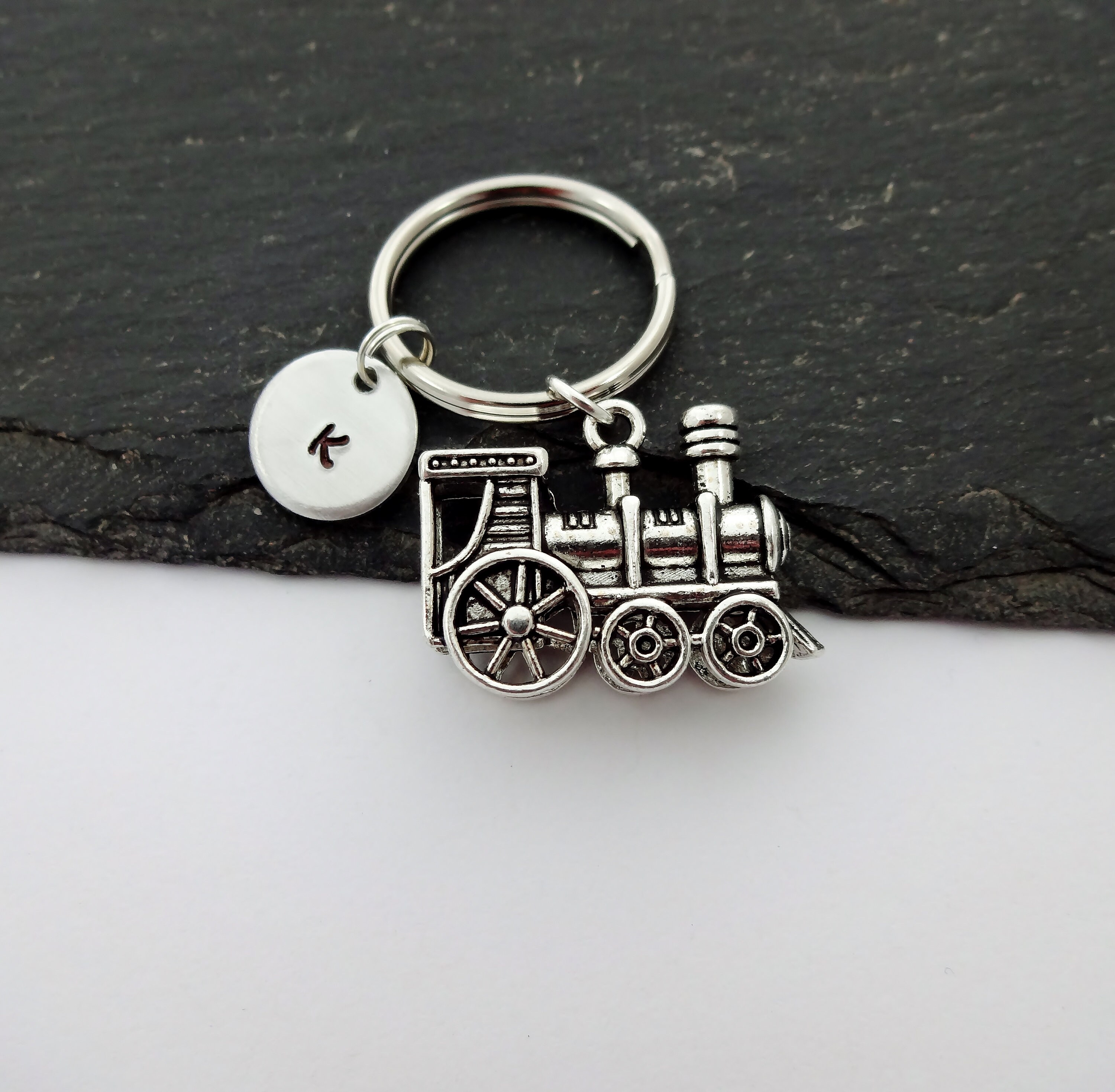 Initial Train Keyring, Train Keychain, Train Gifts, Charm Keyring ...