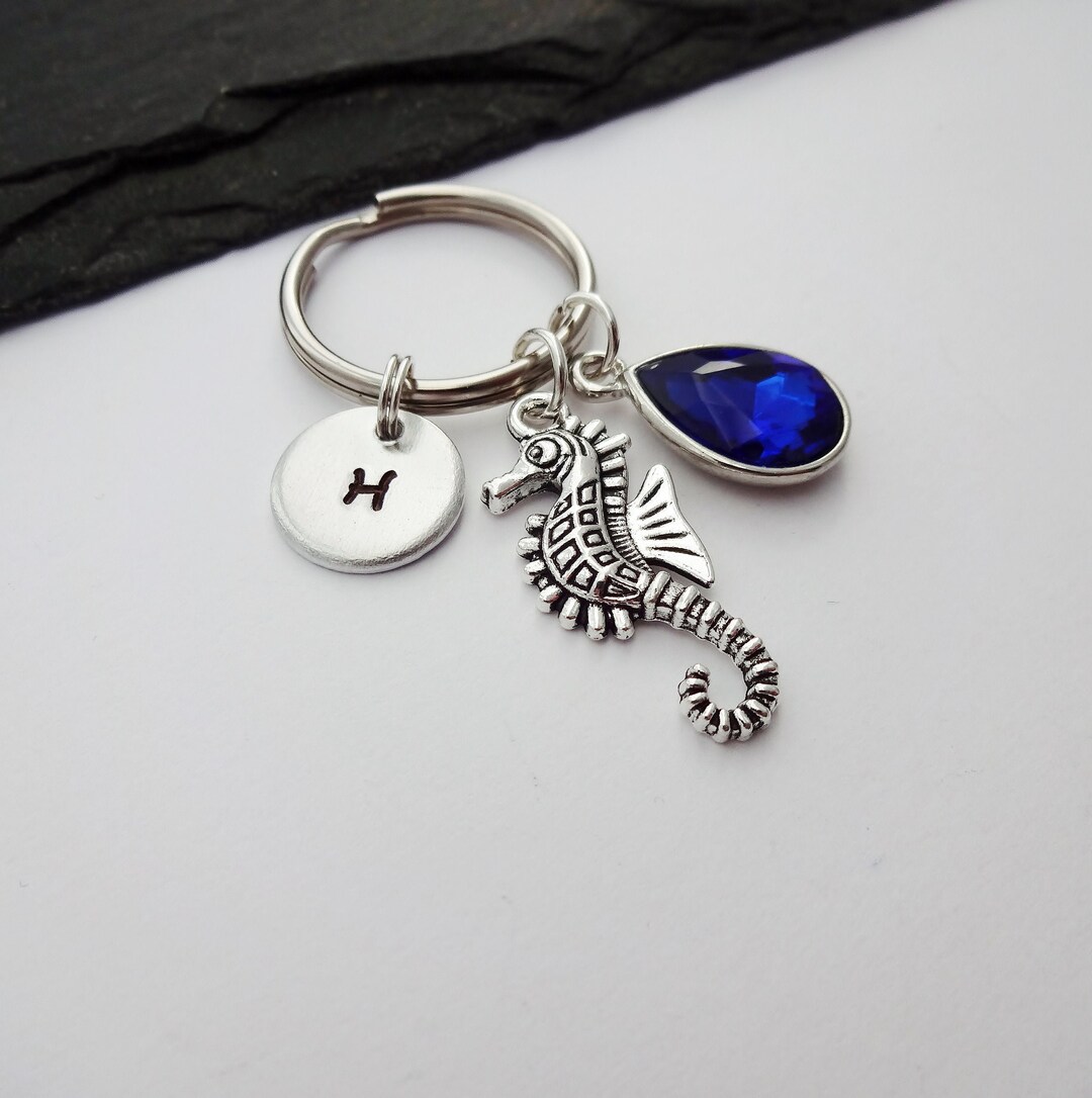 Seahorse Keyring, Seahorse Gifts, Personalised Charm Keyring, Seahorse ...