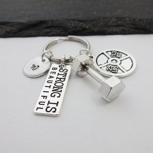 Fitness Keyring, Gym Keychain, Weightlifting Keyring, Initial Keyring ...