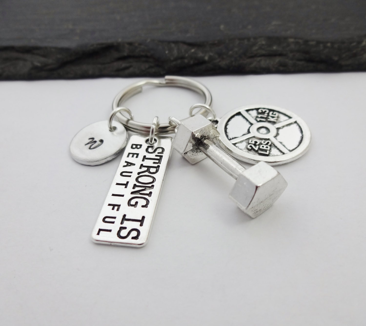 Fitness Keyring Gym Keychain Weightlifting Keyring Initial - Etsy UK