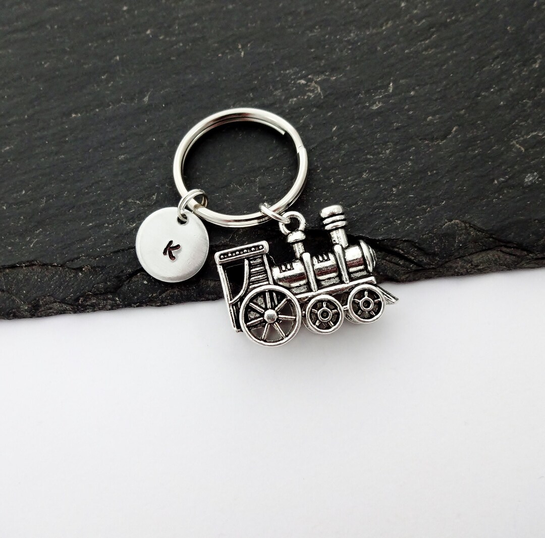 Initial Train Keyring, Train Keychain, Train Gifts, Charm Keyring ...