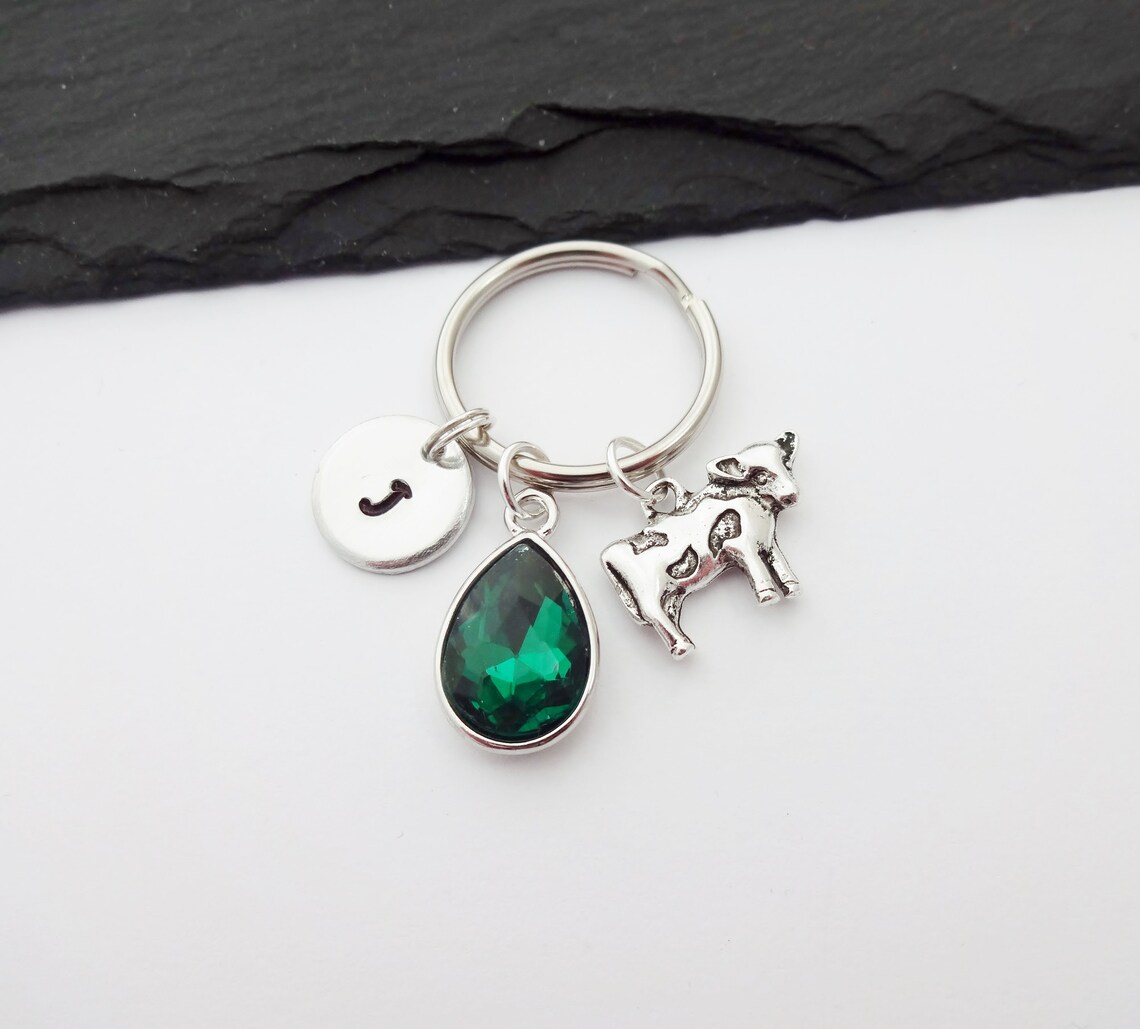 Cow Keyring, Farm Gifts, Cow Keychain, Personalised Charm Keyring, Hand ...