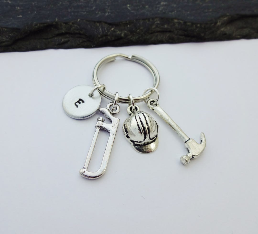 Builder Keyring, Initial Keychain, Builder Gift, Tool Keyring, Hand ...