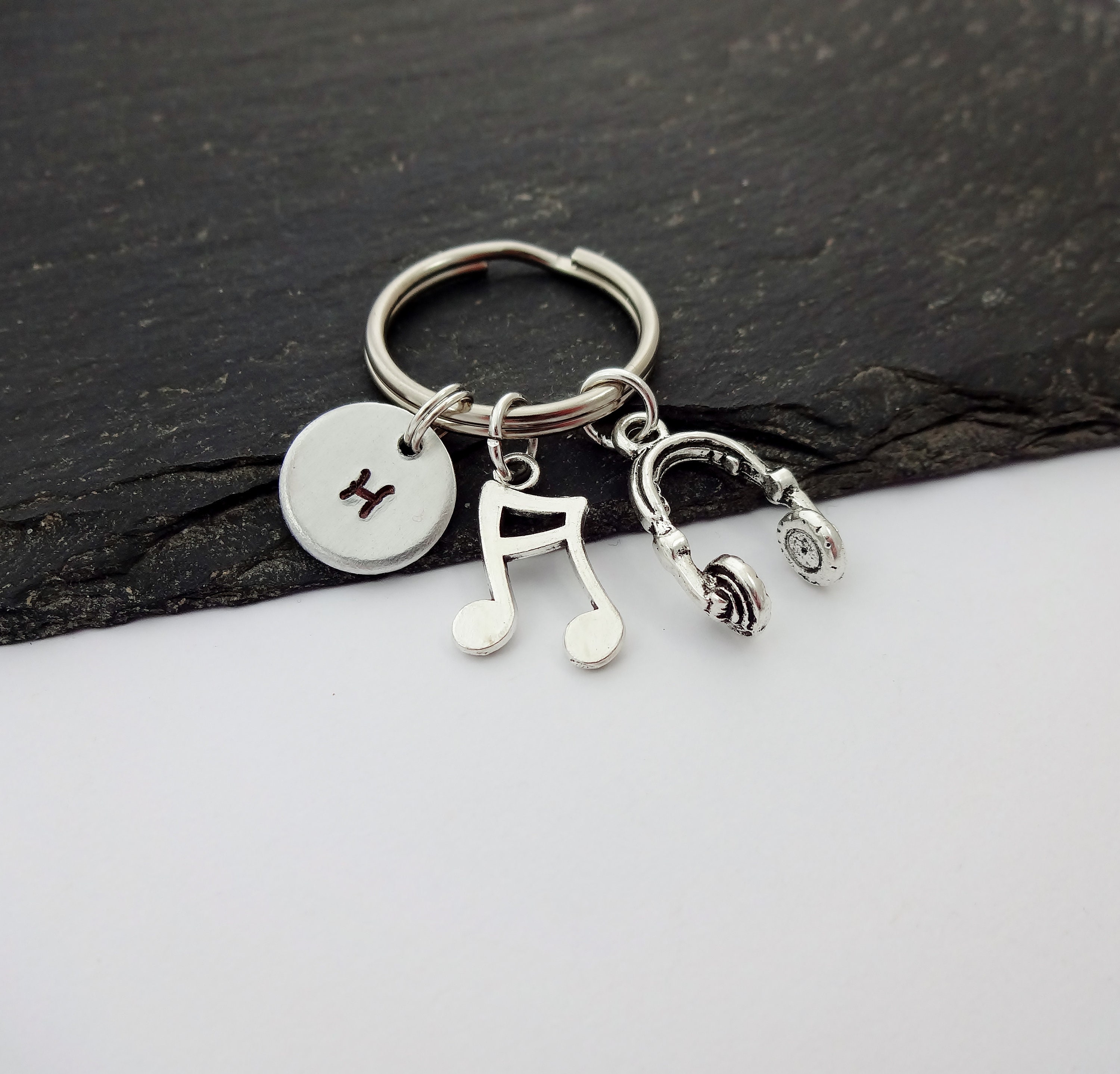 Headphones Keychain Music Keyring Hand Stamped Keyring - Etsy Canada