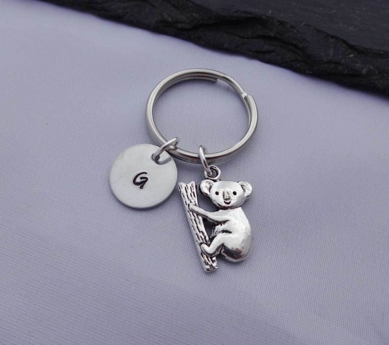 Initial Koala Keyring Koala Bear Keyring Hand Stamped - Etsy UK