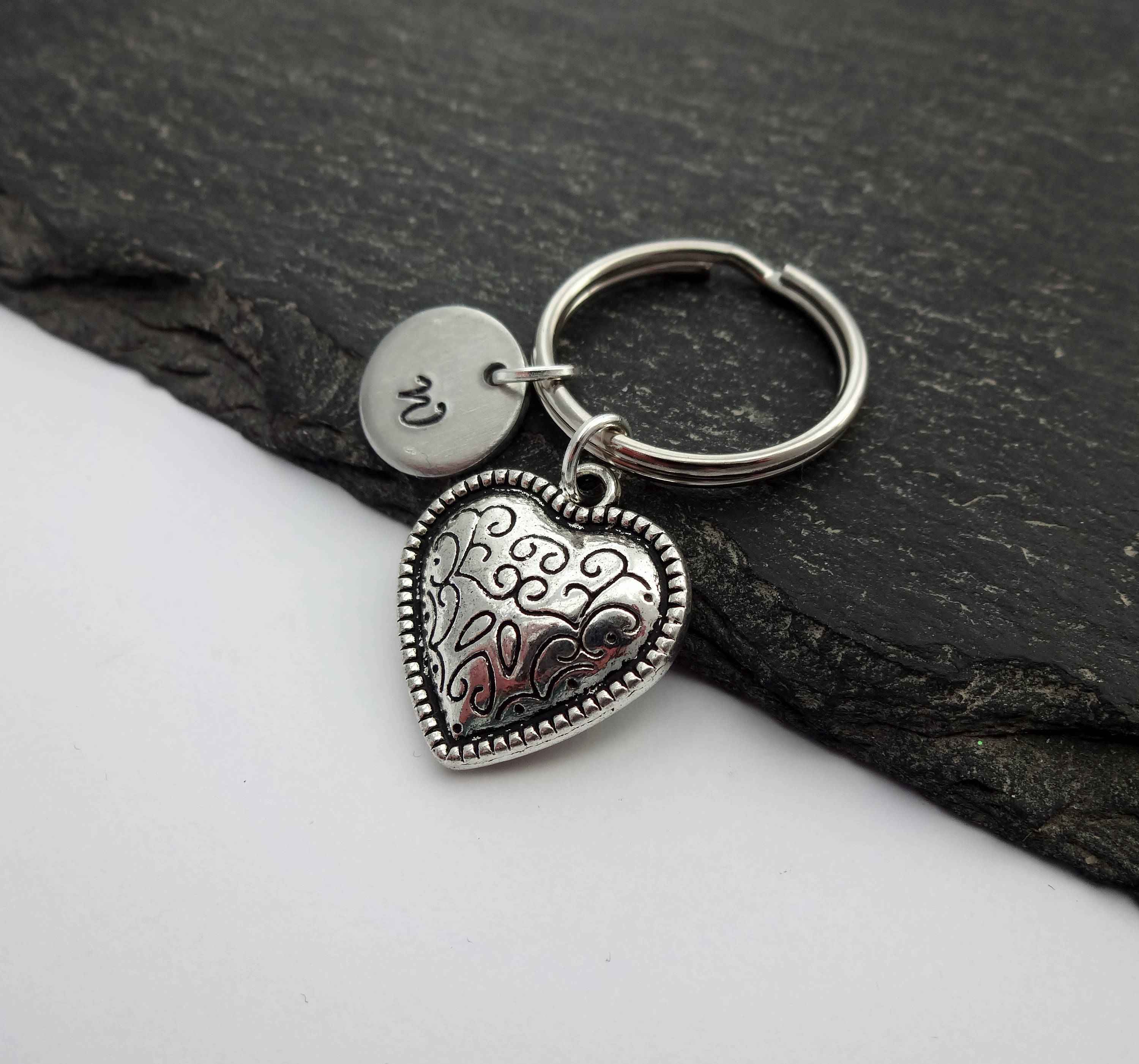 Heart Keyring Love Keyring Valentines Gift Initial Keyring | Etsy