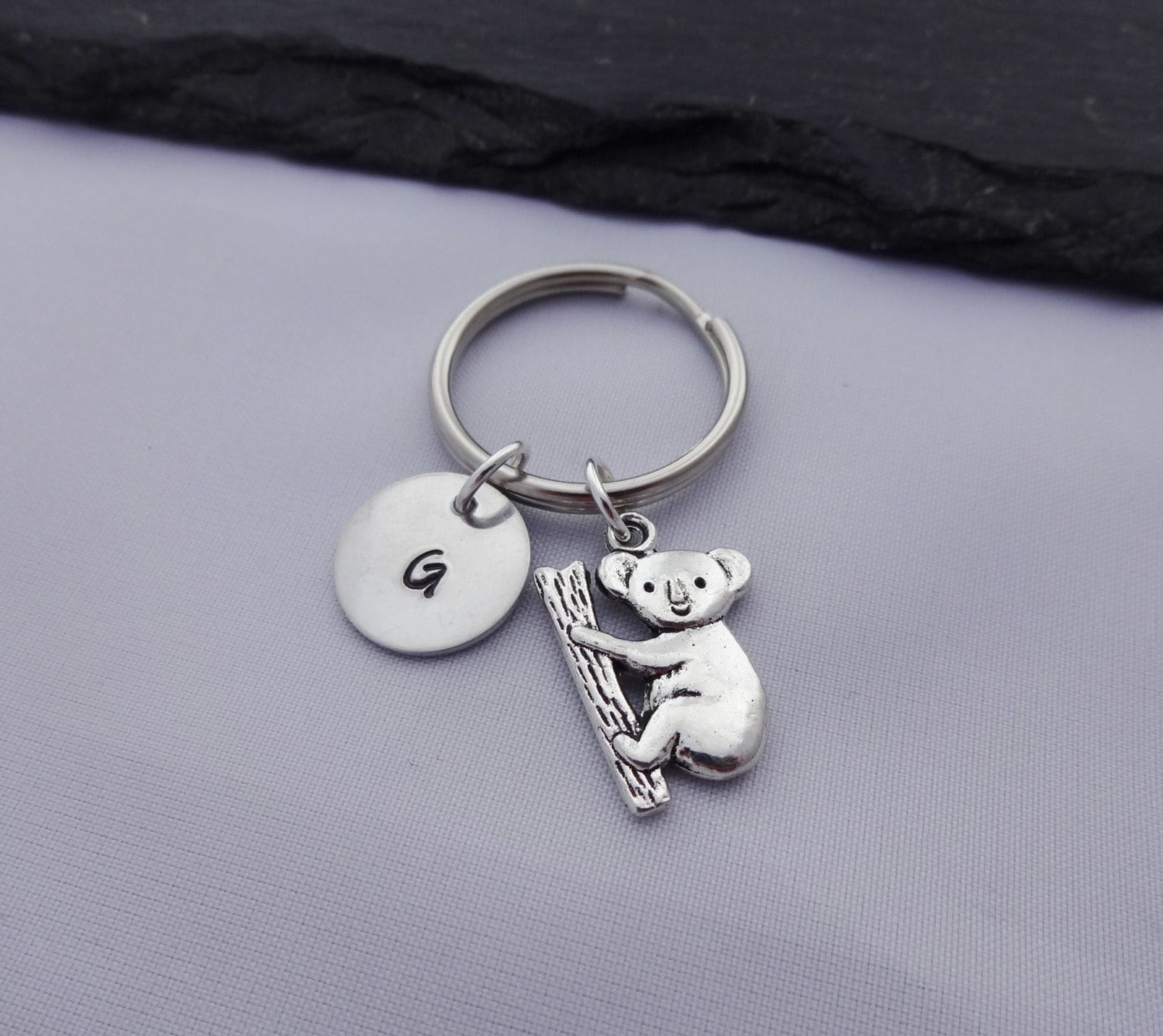 Initial Koala Keyring Koala Bear Keyring Hand Stamped - Etsy UK