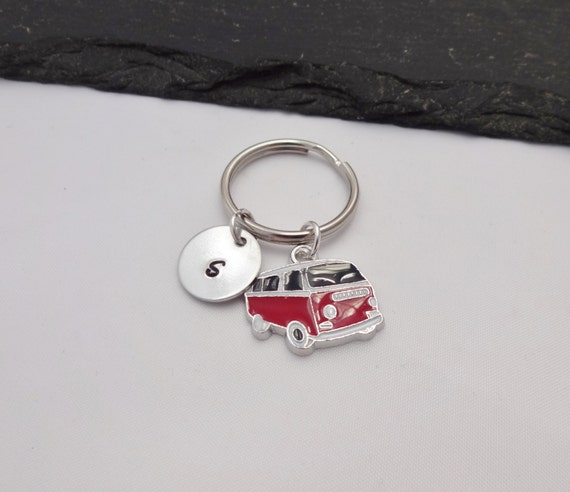 Camper Van Keyring Initial Camper Van Keyring Hand Stamped