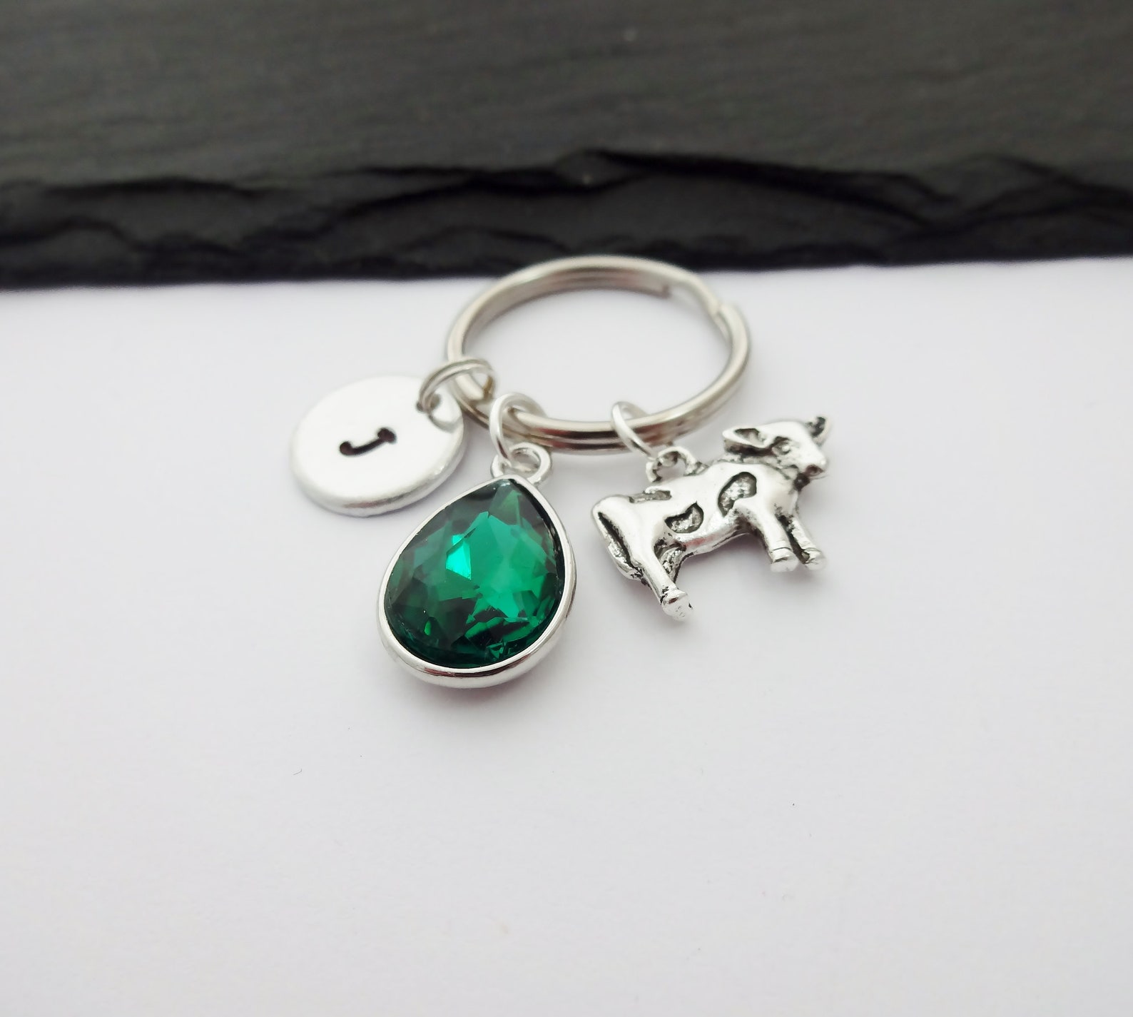 Cow Keyring, Farm Gifts, Cow Keychain, Personalised Charm Keyring, Hand ...