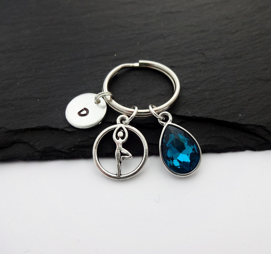 Yoga Keychain Initial Yoga Keyring Meditation Keyring Hand | Etsy
