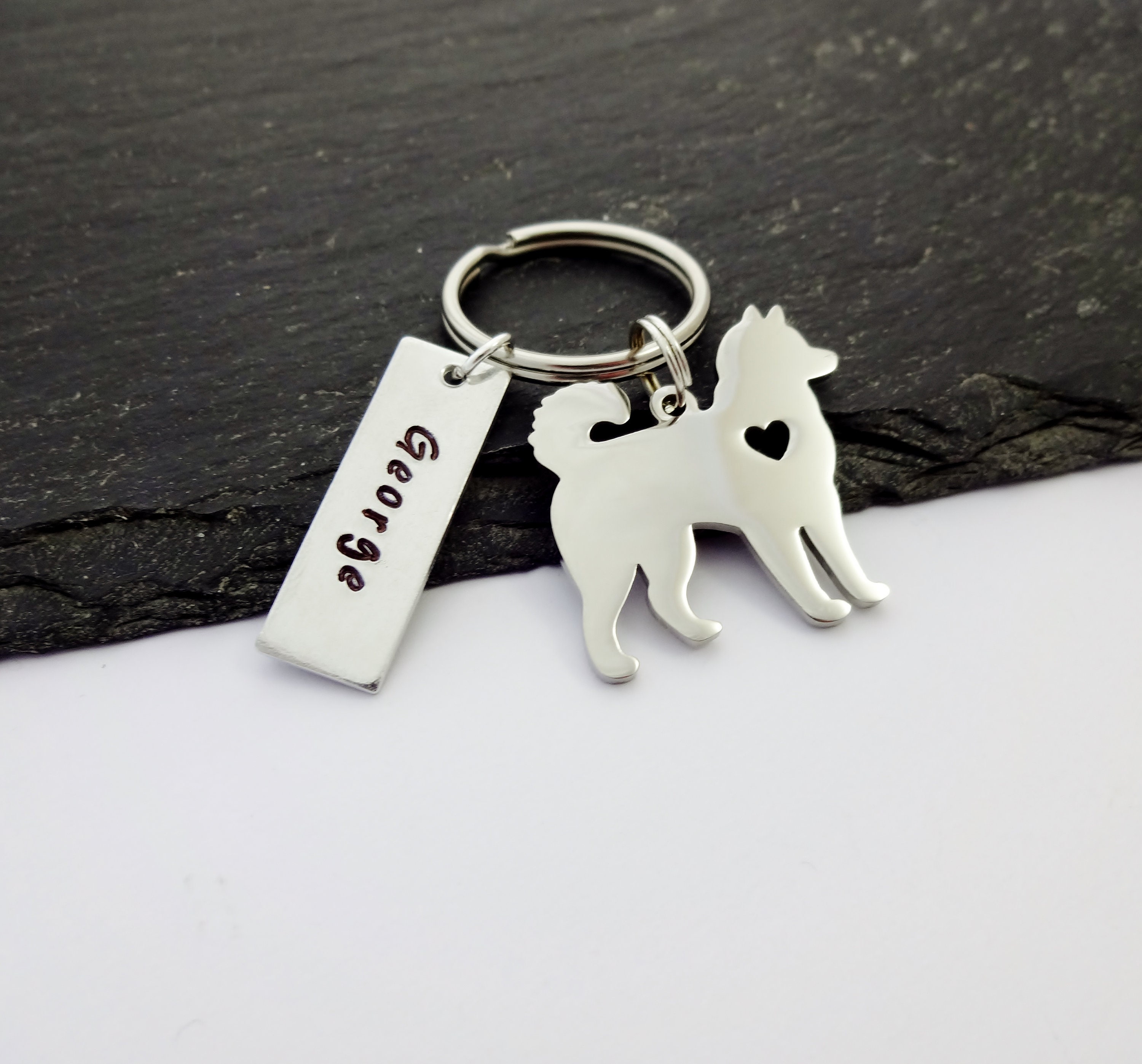 Personalised Dog Keychain Name Keyring Hand Stamped Gifts - Etsy UK