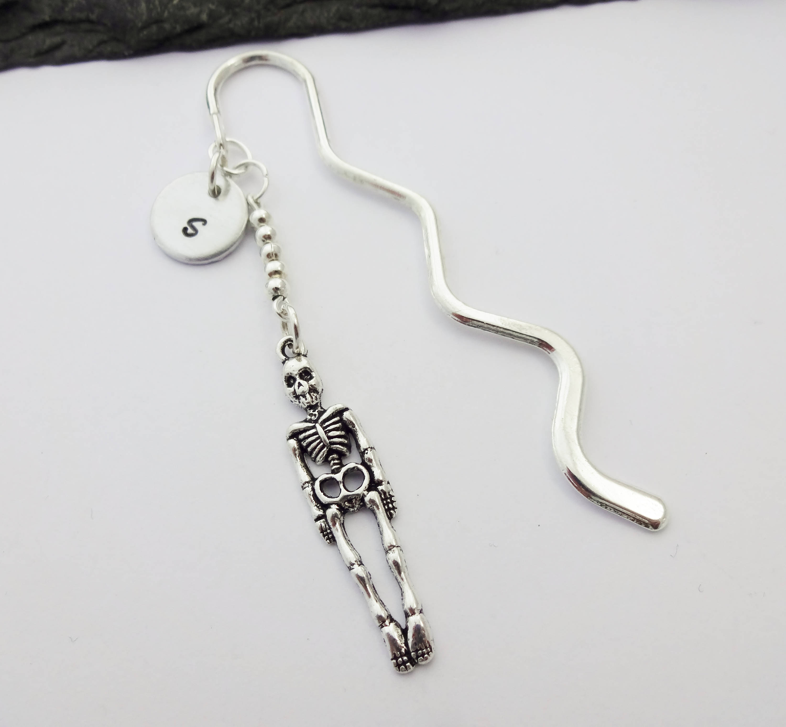 Skeleton Bookmark Initial Bookmark Skeleton Gift Hand | Etsy