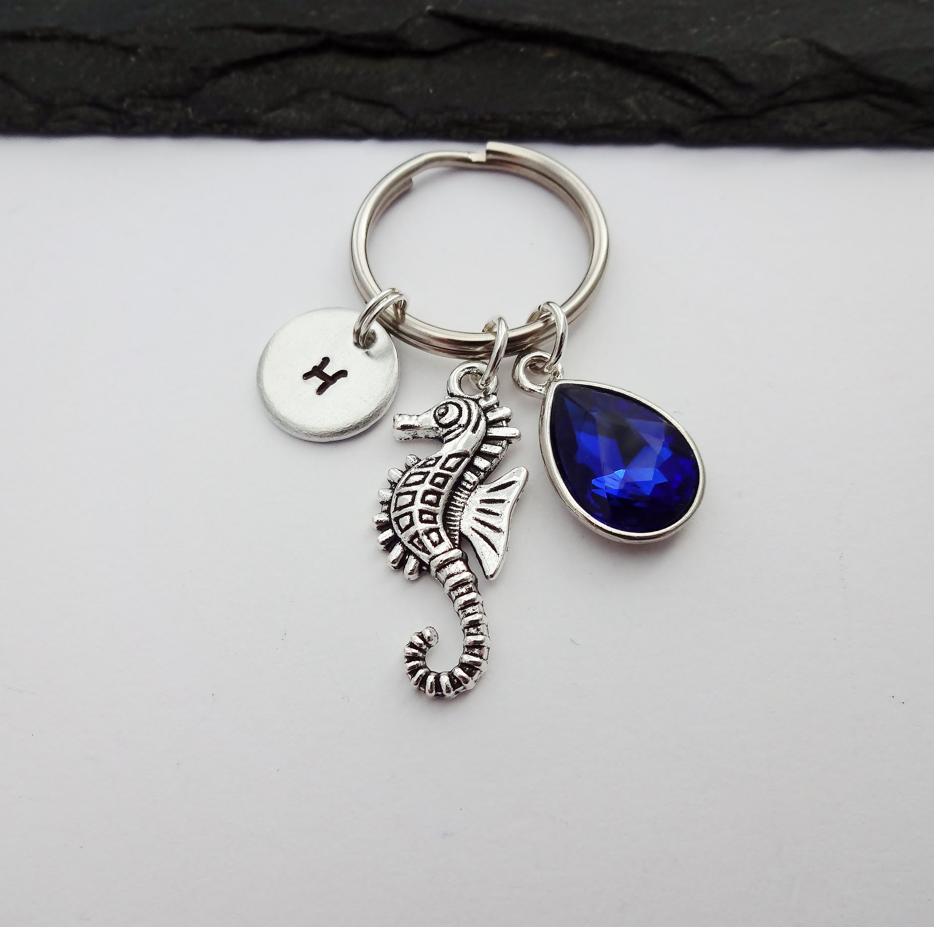 Seahorse Keyring Seahorse Gifts Personalised Charm Keyring | Etsy