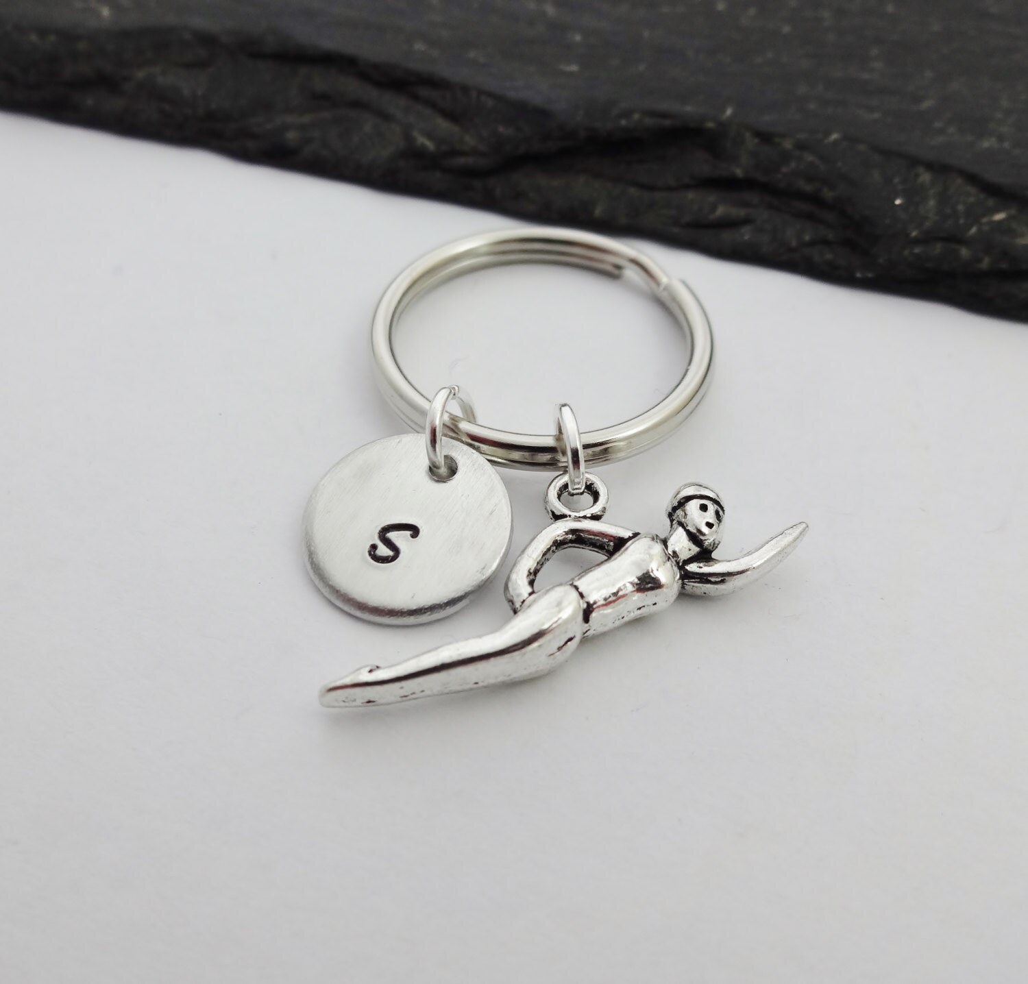 Swimming Keyring Initial Swimming Keyring Swimming Keychain - Etsy UK
