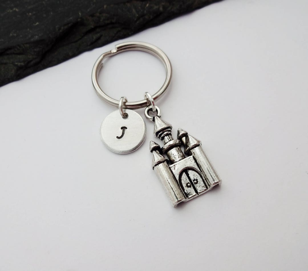 Castle Keyring, Hand Stamped Keyring, Initial Keyring, Castle Keychain ...