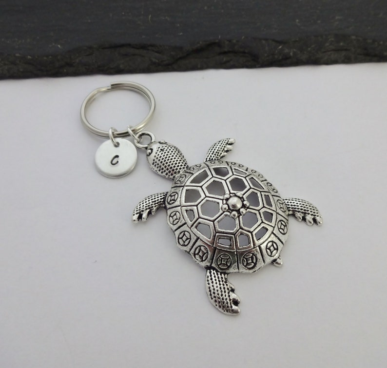 Turtle Keyring Turtle Keychain Initial Keyring Turtle Gift - Etsy UK