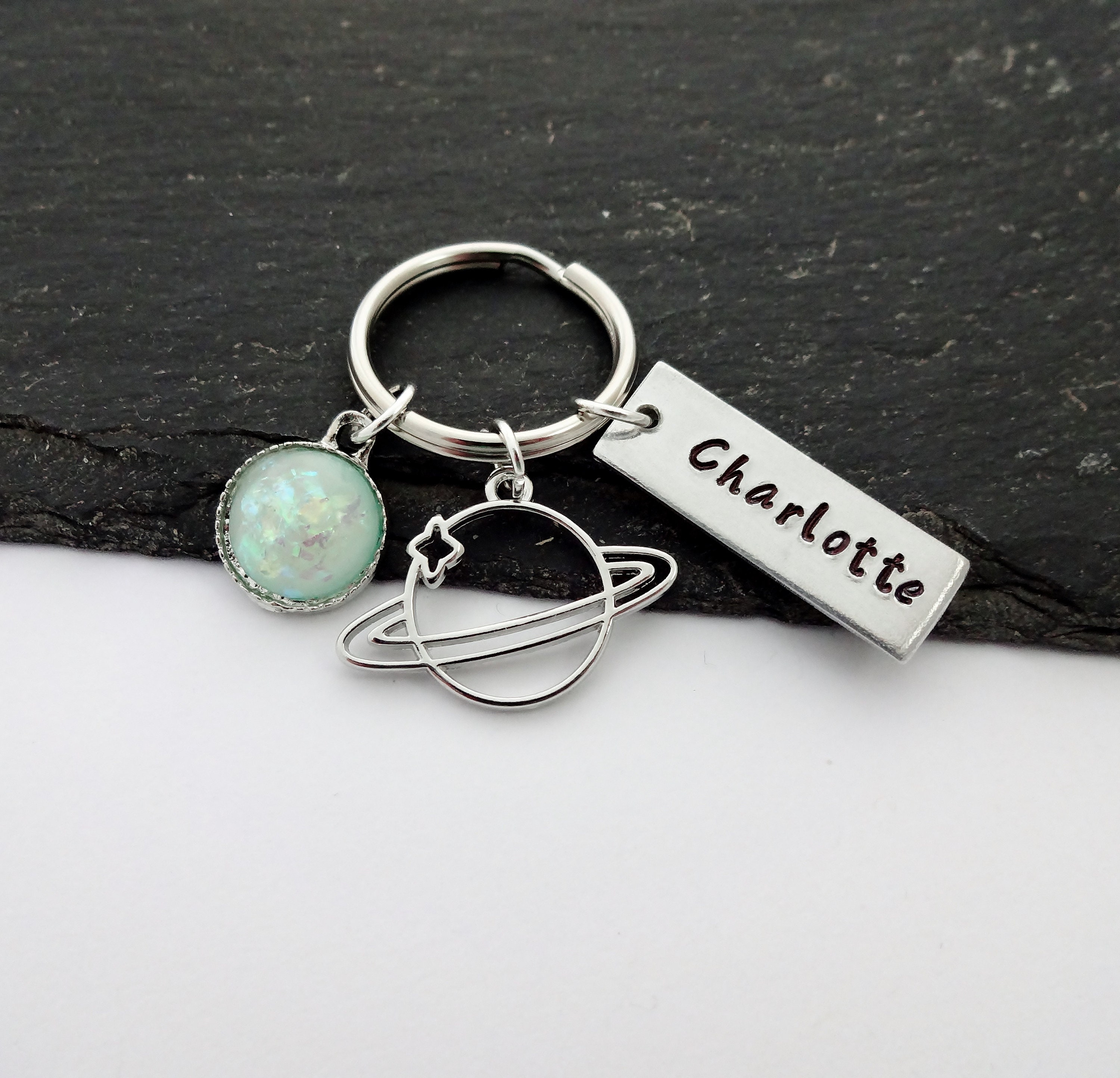 Planet Keyring, Personalised Space Keyring, Space Gift, Name Keychain ...